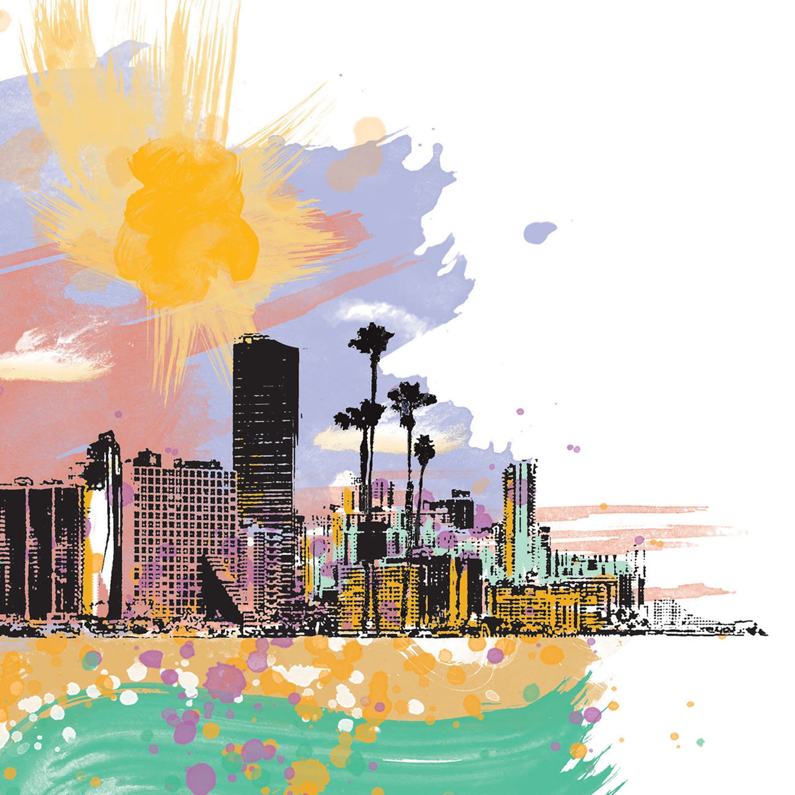 Miami Print Miami Skyline Miami Art Miami Poster Miami - Etsy