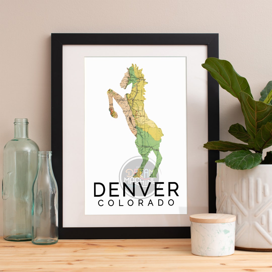Denver Map Art Print: Watercolor Skyline Poster - Etsy