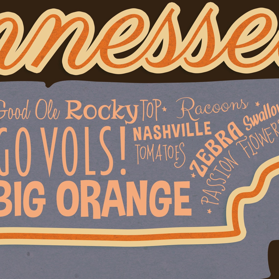 Tennessee State Print Tennessee Art Tennessee Poster - Etsy