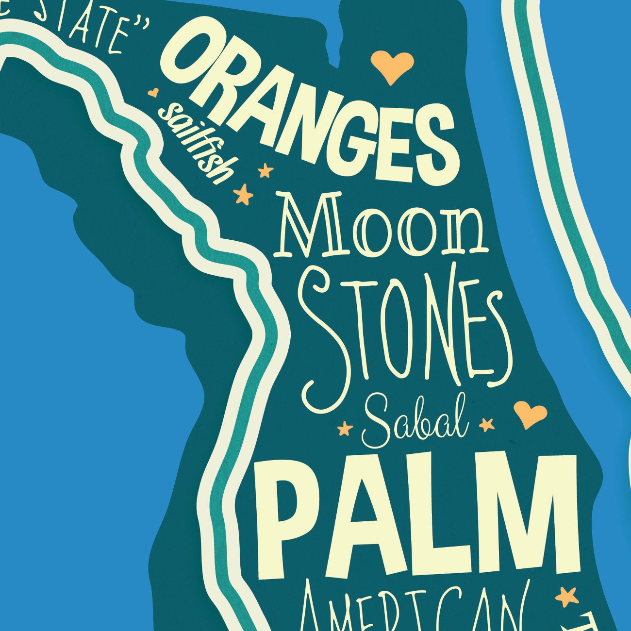 Florida State Print Florida Art Florida Poster Florida Print | Etsy