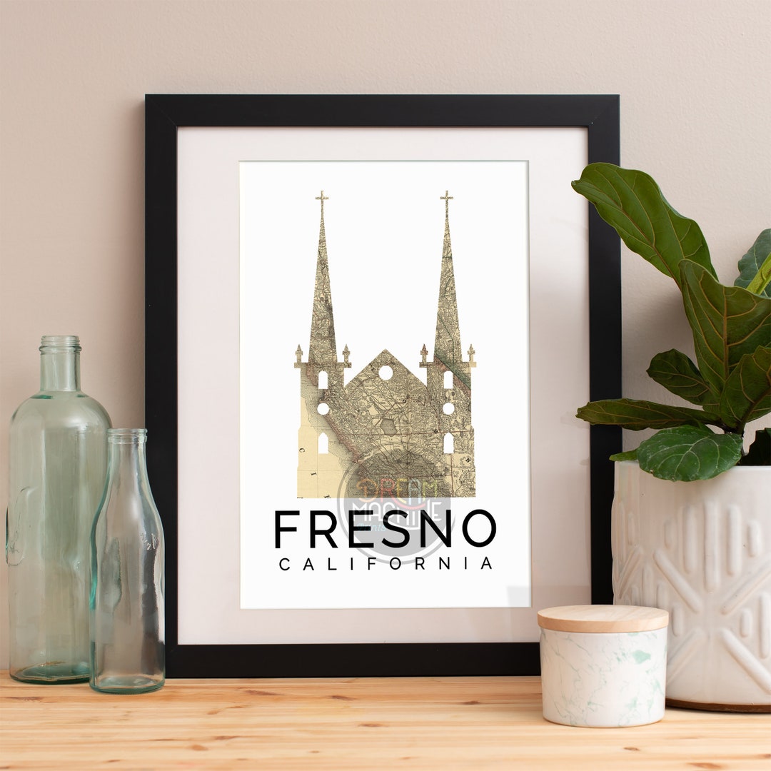 Fresno Skyline Art Print: California Watercolor City Map - Etsy