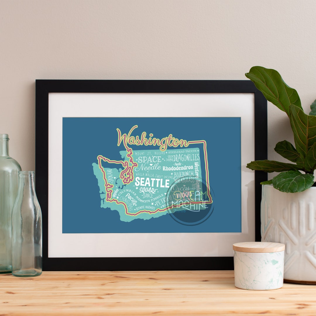 Washington State Print, Washington Art, Washington Poster, Washington ...