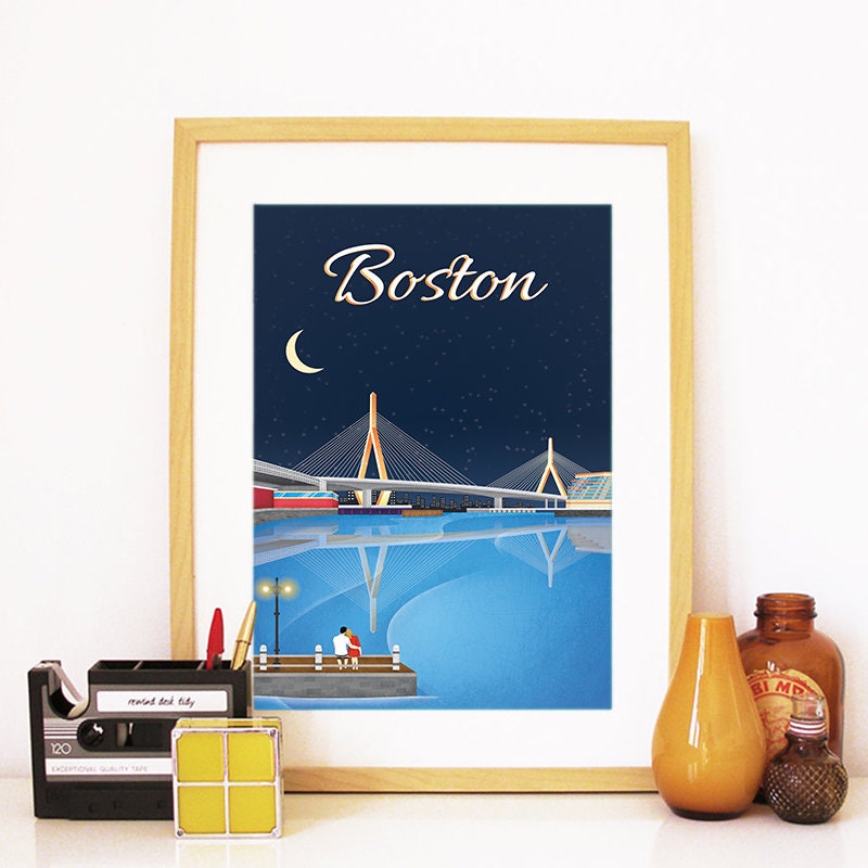 Boston Print Boston Skyline Boston Art Boston Poster | Etsy
