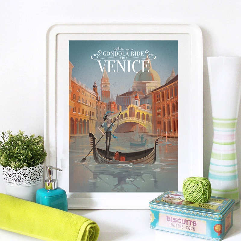 Venice Travel Poster Venice Poster Venice Print Venice | Etsy