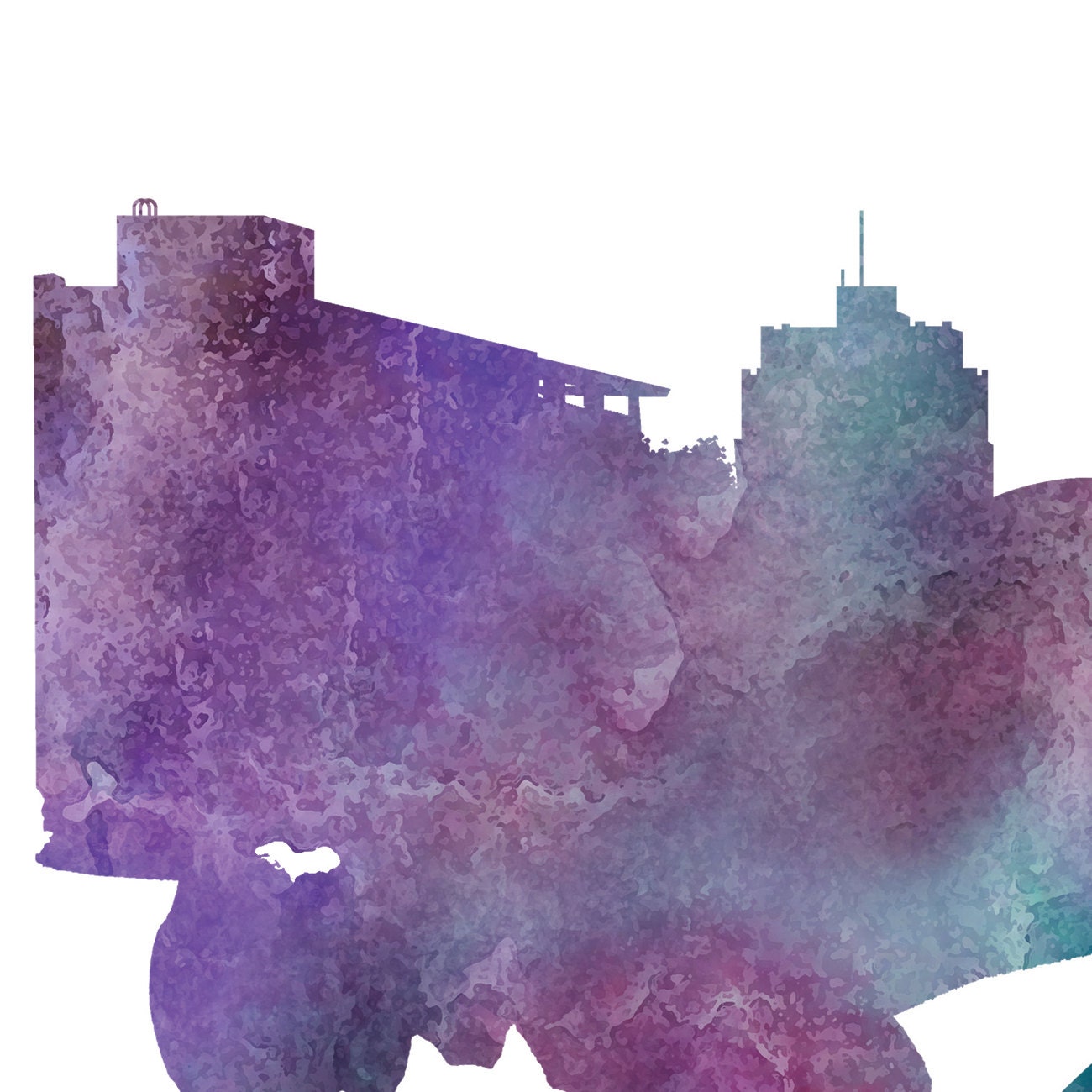 Stockton Watercolor Skyline, Stockton Skyline, Stockton Art, Stockton ...