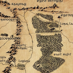 Lord of the Rings Poster Map of Middle Earth, Lord of the Rings, LOTR ...