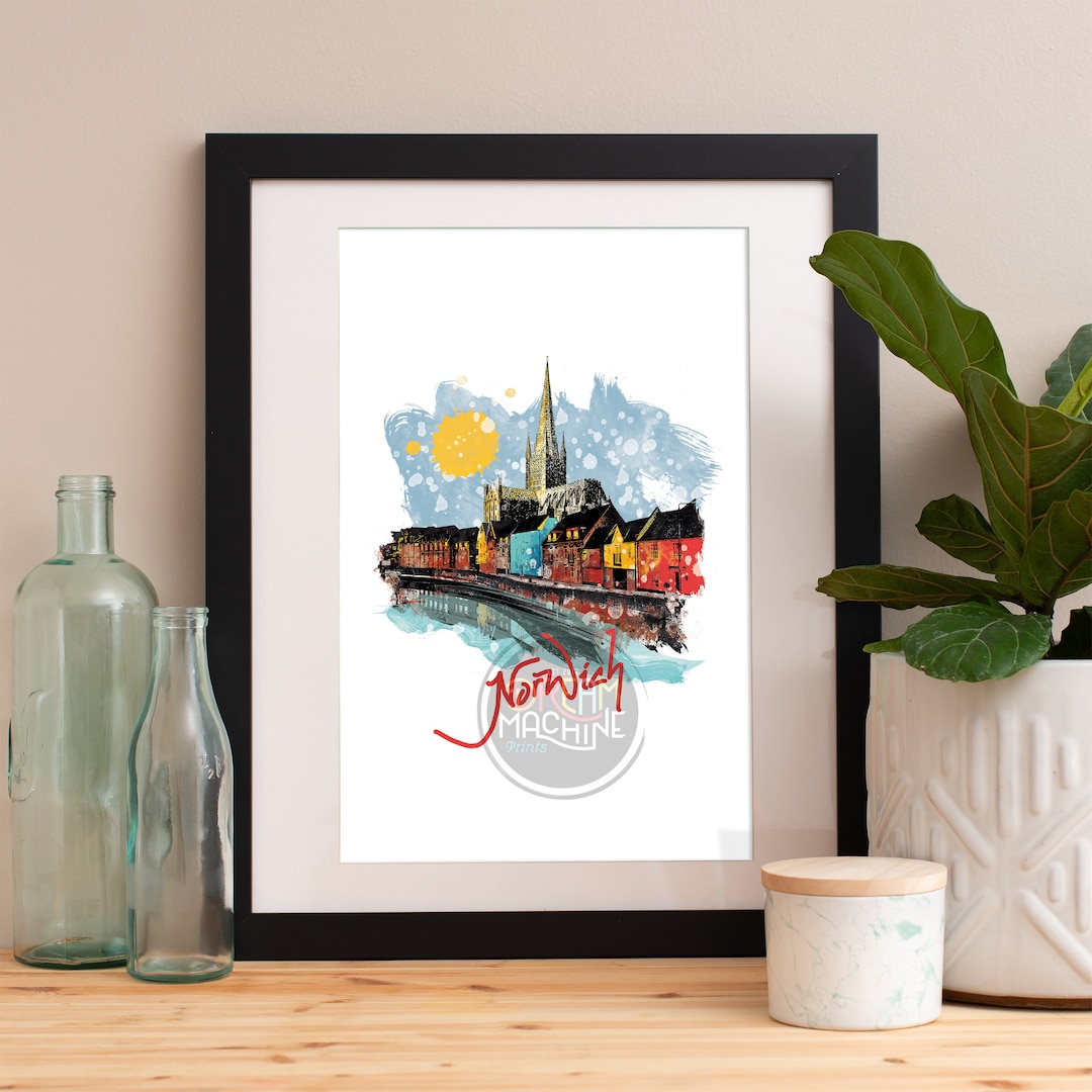 Norwich Print, Norwich Skyline, Norwich Art, Norwich Poster, Norwich ...