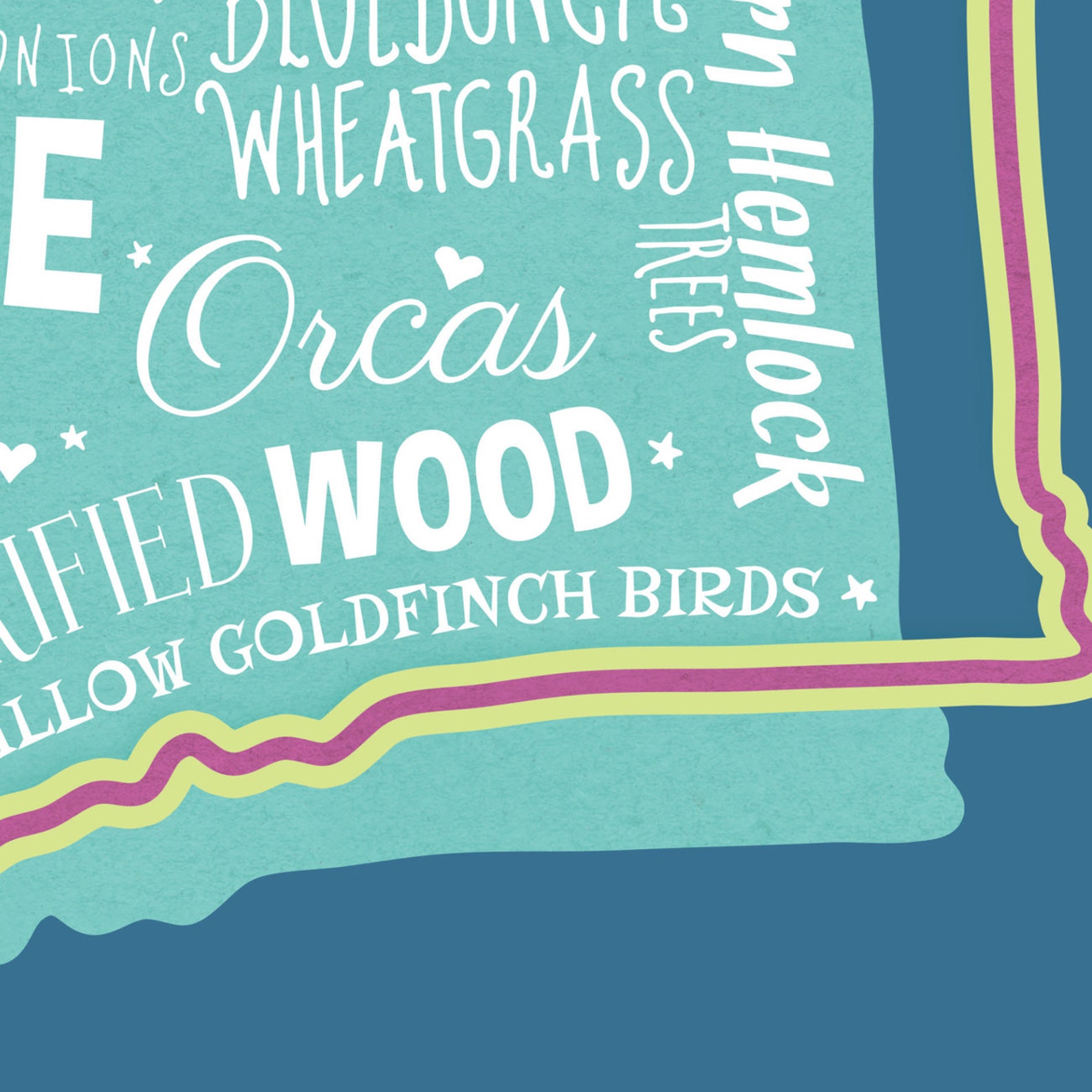 Washington State Print Washington Art Washington Poster - Etsy