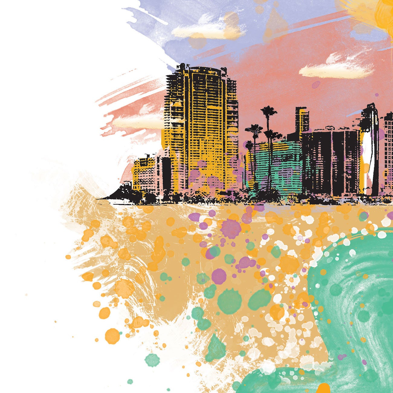 Miami Print Miami Skyline Miami Art Miami Poster Miami | Etsy