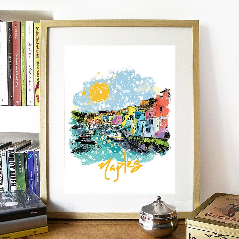 Naples Print Naples Skyline Naples Art Naples Poster - Etsy