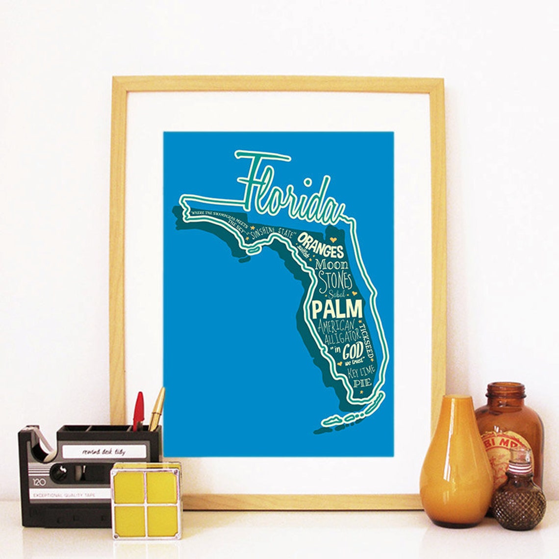 Florida State Print Florida Art Florida Poster Florida Print | Etsy