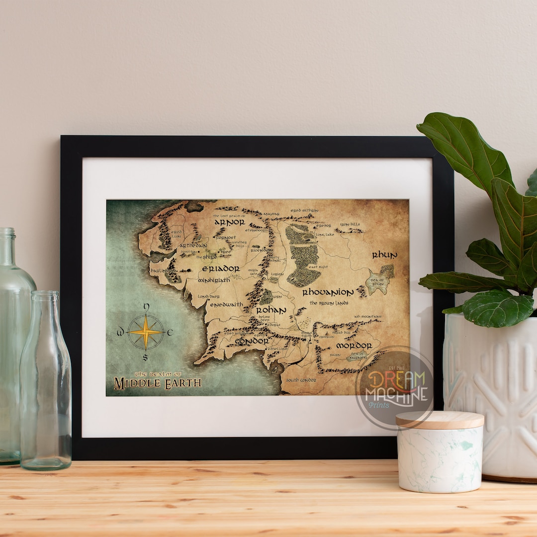 Middle Earth Map Poster, Lord of the Rings Art - Etsy