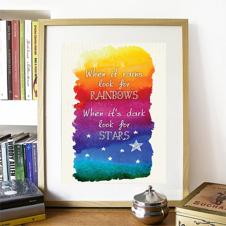 Motivational Poster When It Rains Look for Rainbows Colorful - Etsy