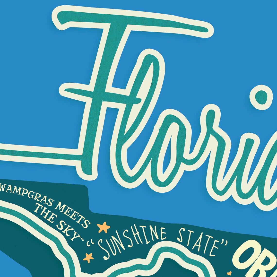 Florida State Print Florida Art Florida Poster Florida - Etsy