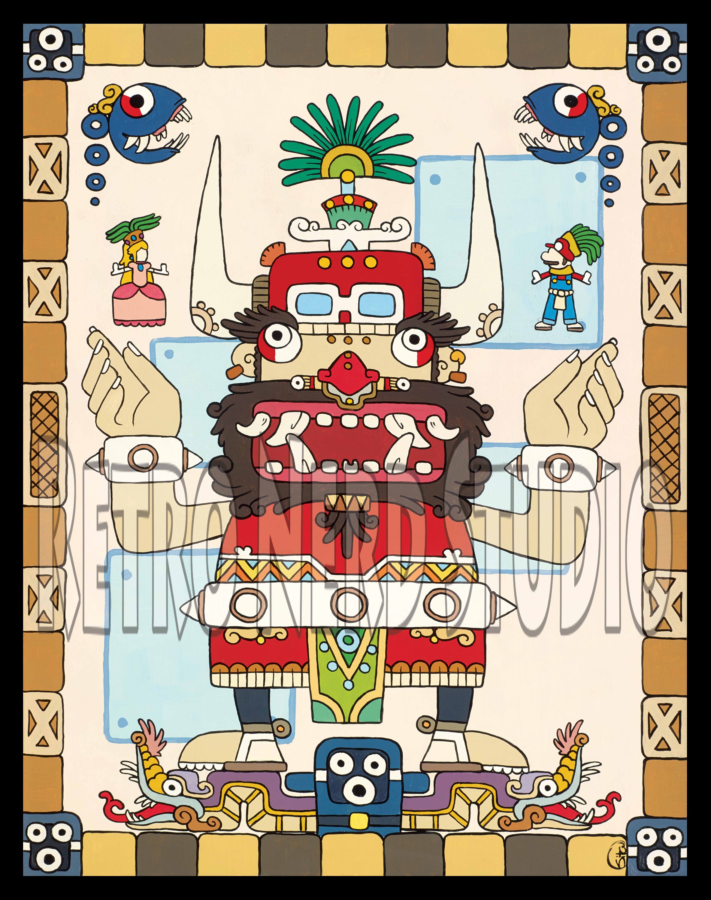 Mario and Bowser aztec poster Wall Hangings Wall Décor Home & Living ...