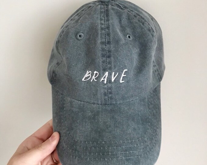 BRAVE Hat/ Womens Hat/ Cute Hat/ Brave/ Cotton Hat/ Gray Hat/ Gift for ...