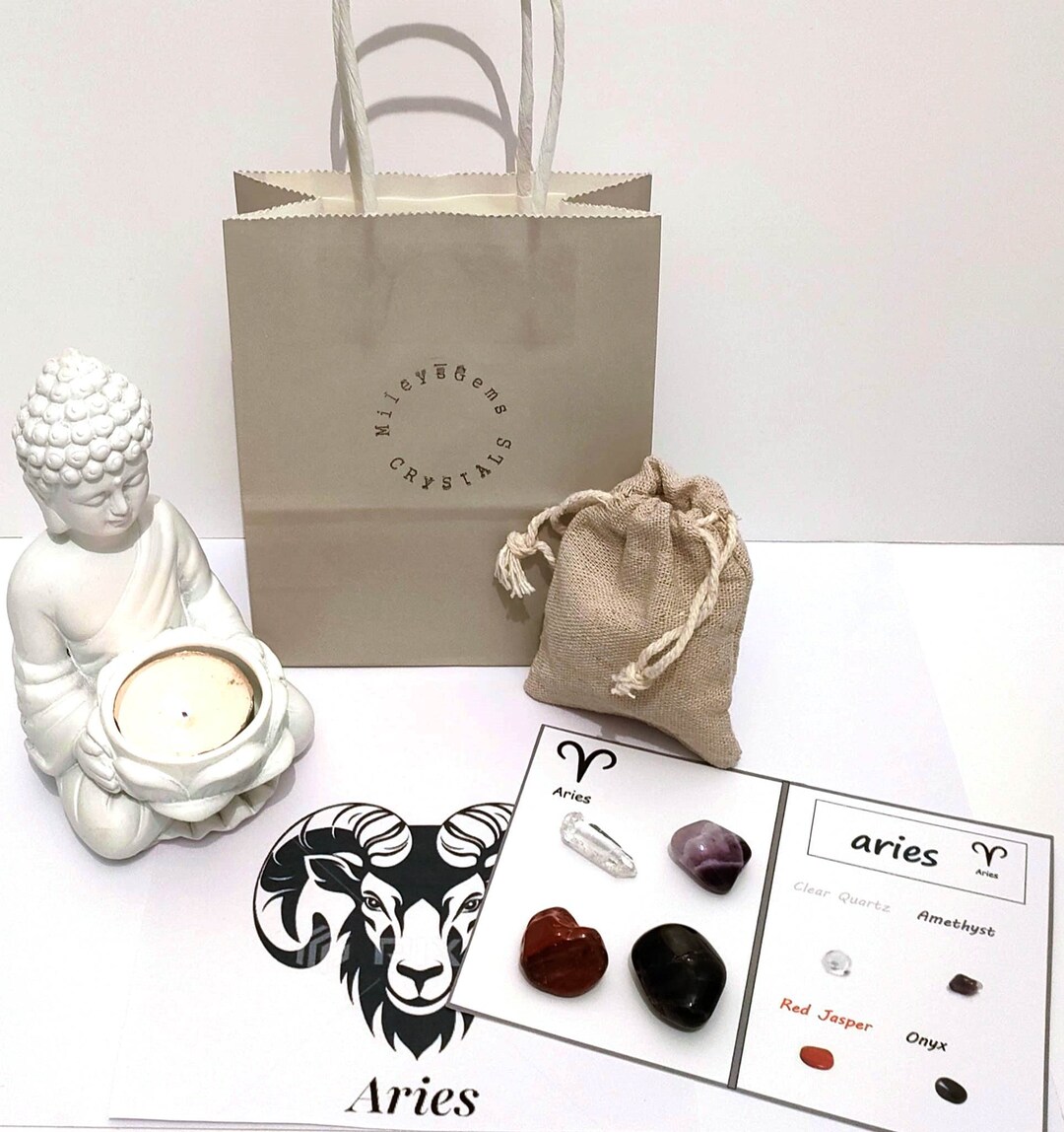 Crystal Gift for Aries, Zodiac Gift Set, Aries Birthday Gift, Crystal ...