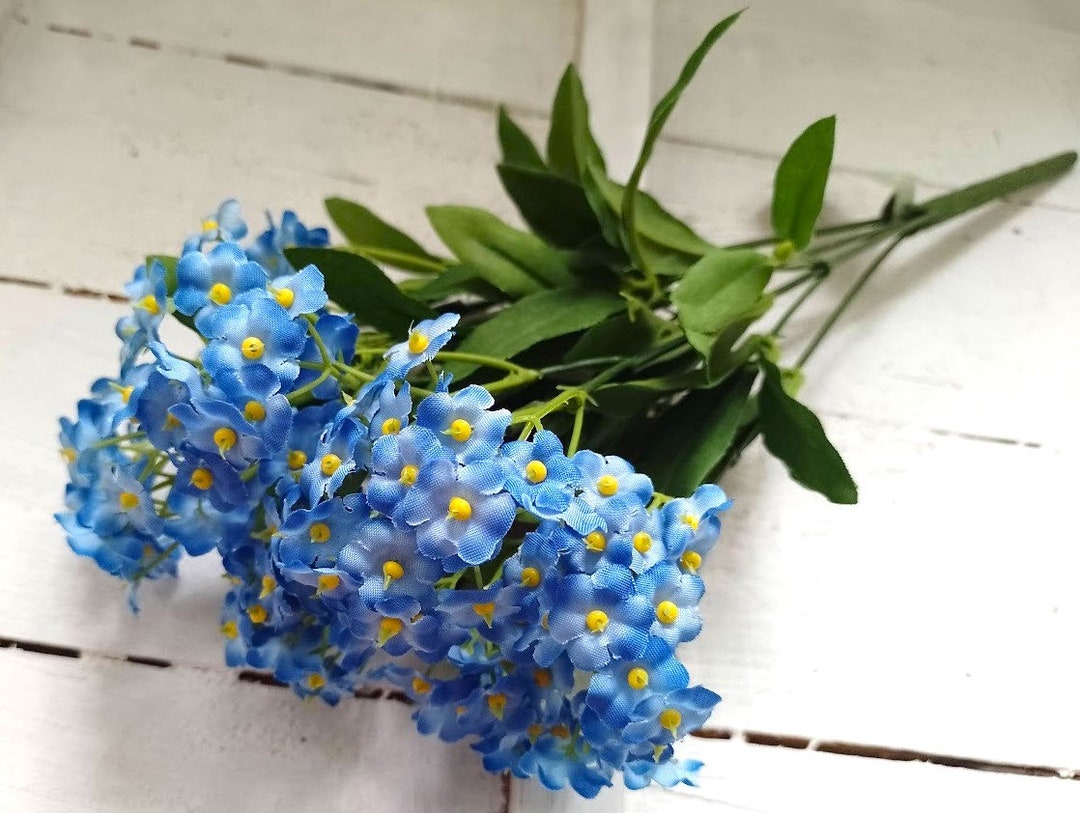 Artificial Forget Me Not Stem Blue Wild Flower Bunch Spring Flowers ...
