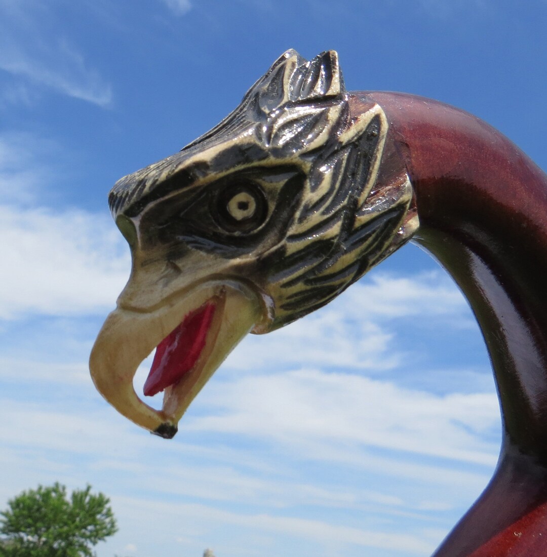 HAWK - HQ Handmade Carved Wooden Walking Stick or CANE Wood Crafted ...