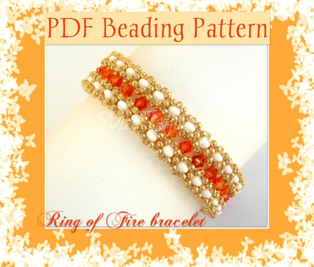 DIY Beading Pattern Ring of Fire Bracelet Made With RAW 3D E Superduo ...