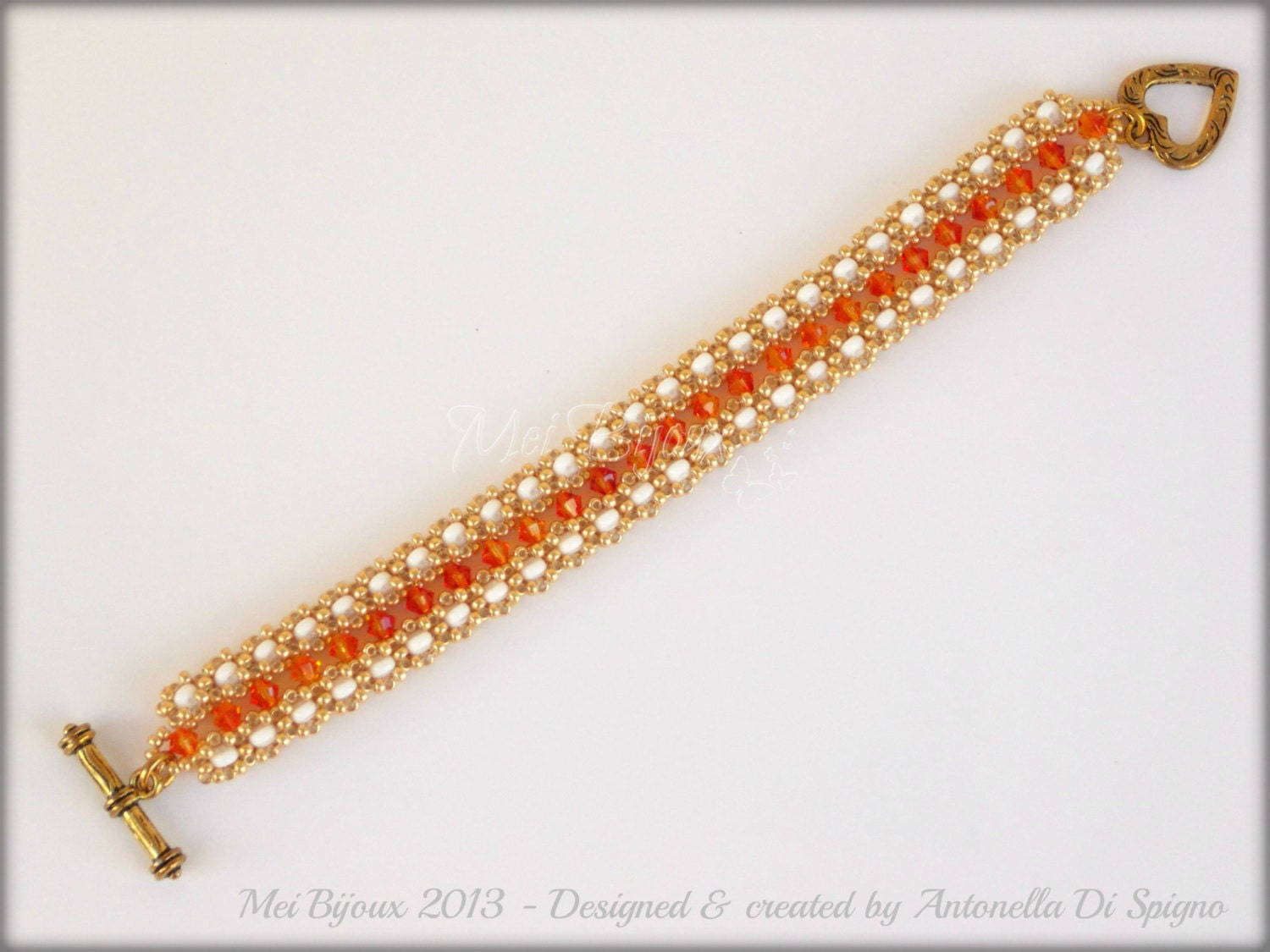 DIY Beading Pattern Ring of Fire Bracelet Made With RAW 3D E Superduo ...