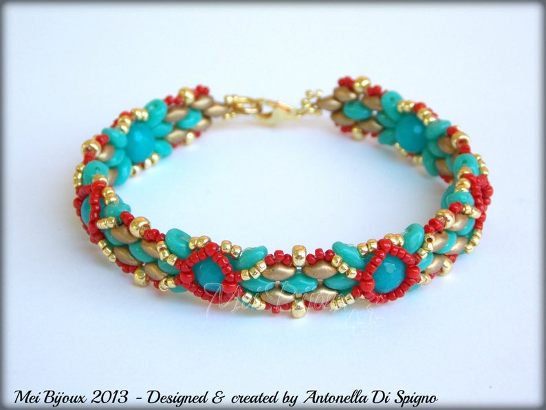 DIY Beading Pattern Skinny Bracelet With Superduo or Twin Beads / PDF ...