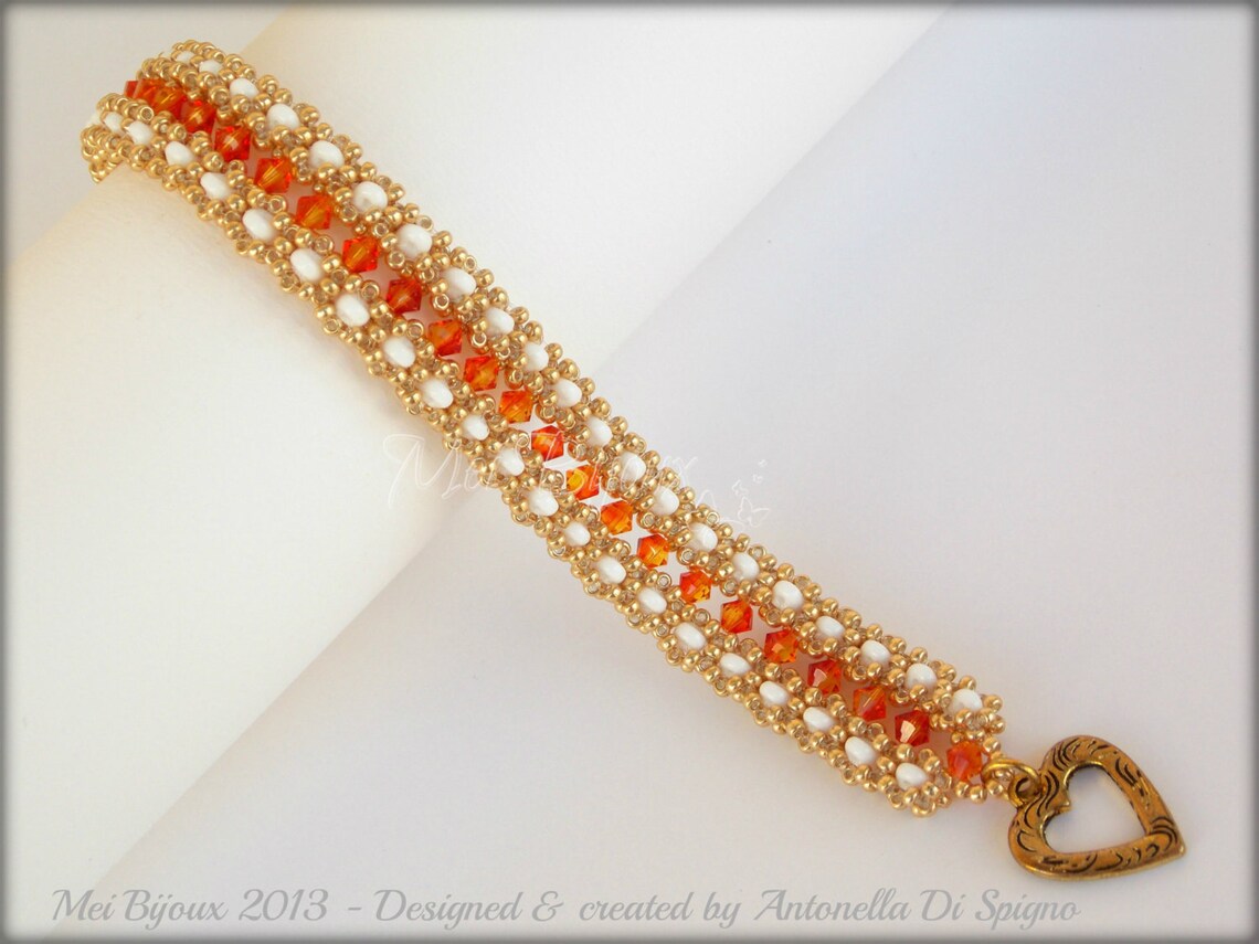 DIY Beading Pattern Ring of Fire Bracelet Made With RAW 3D E Superduo ...