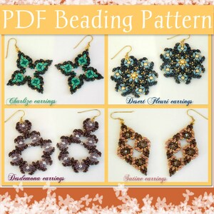 DIY Beading Pattern SET Earrings 4 Models With Superduo Beads / PDF Tutorial Step by Step With ...