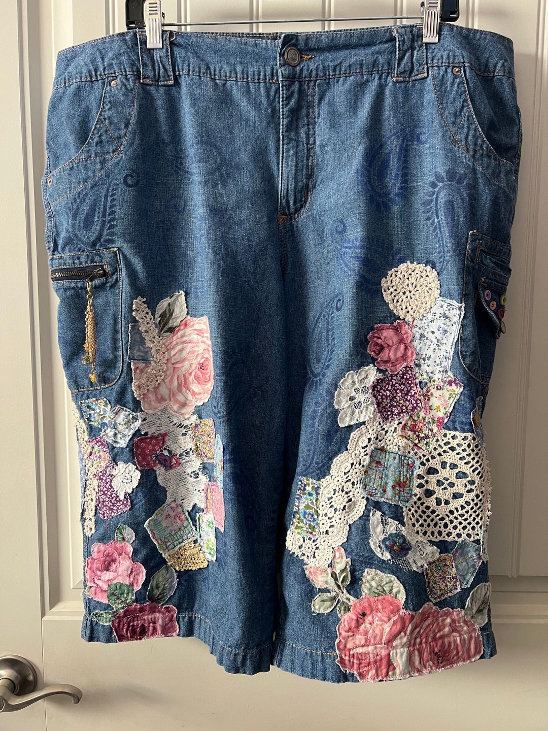 Upcycled Womens Cargo Capris, Plus Size 22 Boho Hippie Chic - Etsy