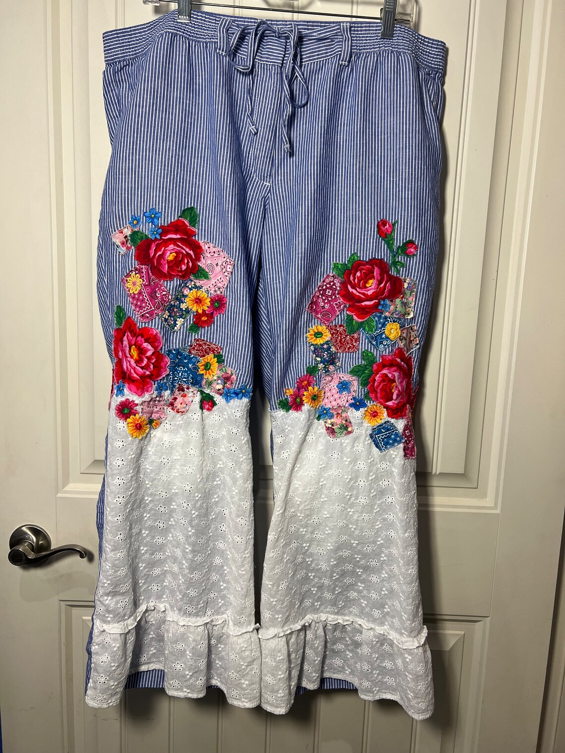 Upcycled Boho Cotton Linen Pants Size 16W Petite Shabby Chic - Etsy