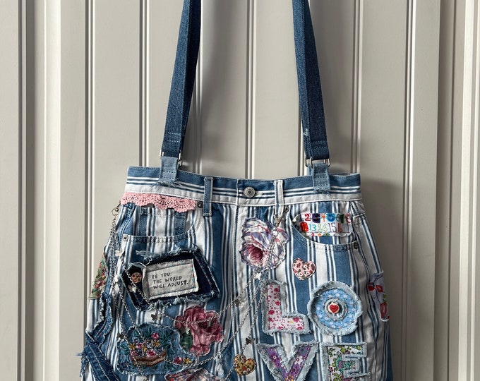 Handmade Denim Purse, Upcycled, Shoulder Bag, Hippie Boho - Etsy