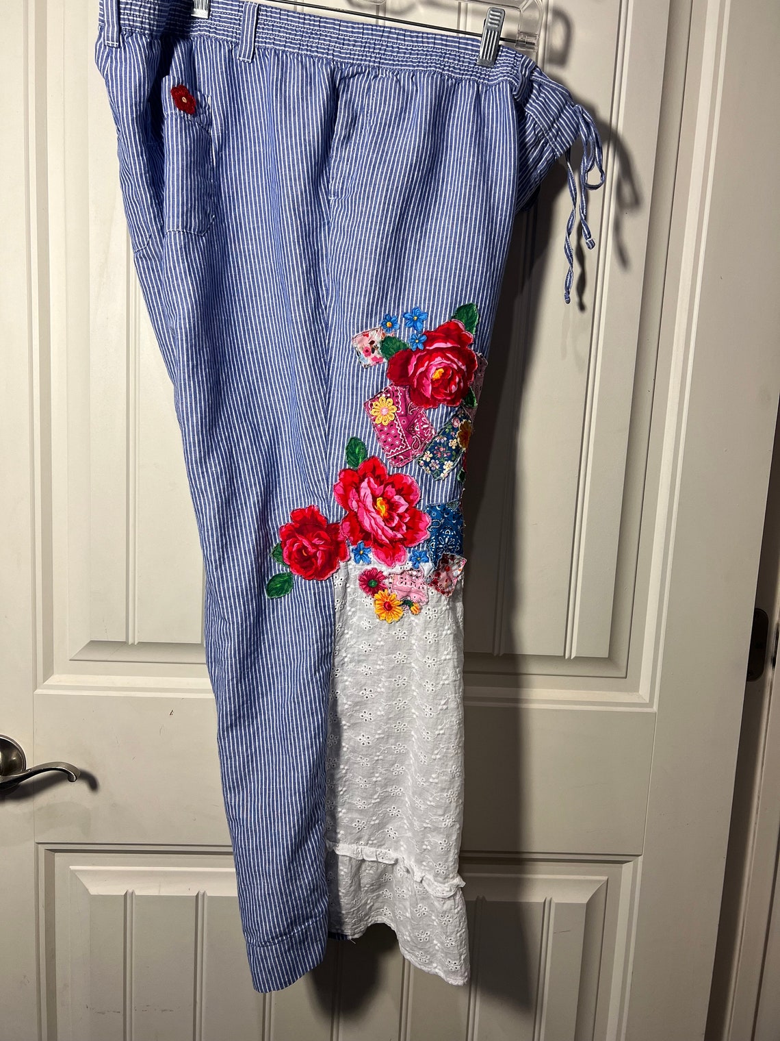 Upcycled Boho Cotton Linen Pants Size 16W Petite Shabby Chic - Etsy