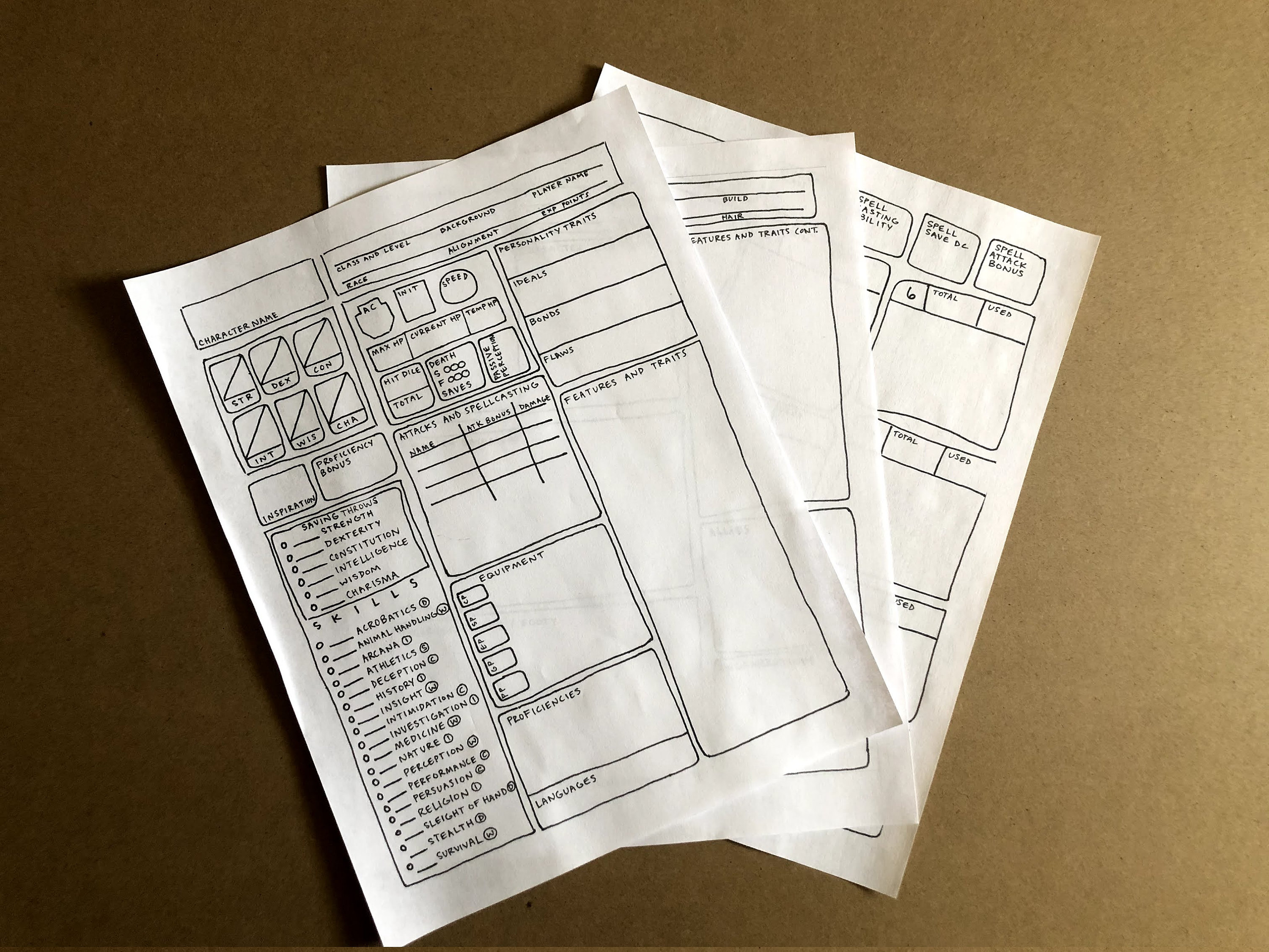 Simple Hand-drawn D&D 5E Character Sheet digital PDF - Etsy UK