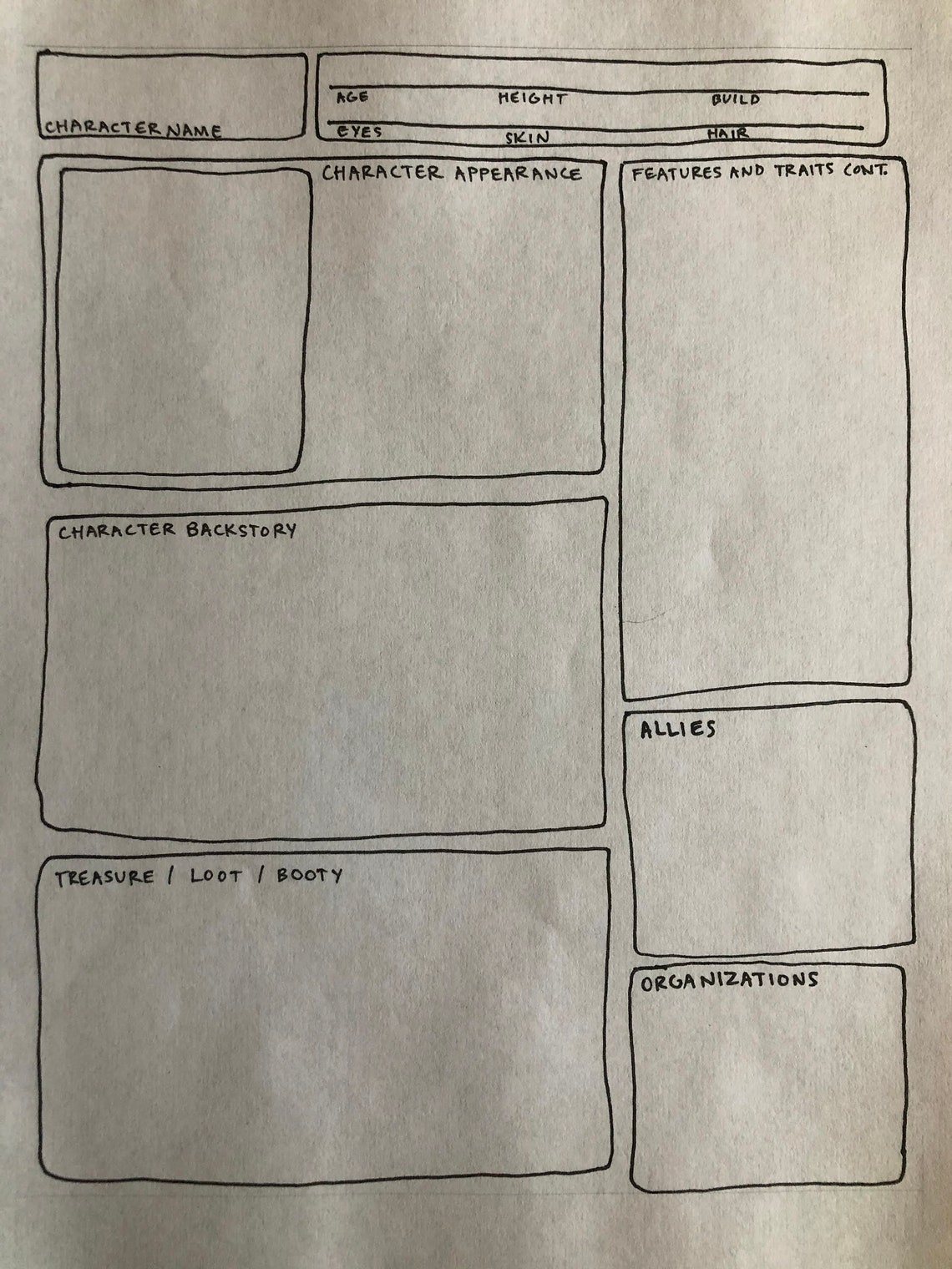 Simple Hand-drawn D&D 5E Character Sheet digital PDF - Etsy