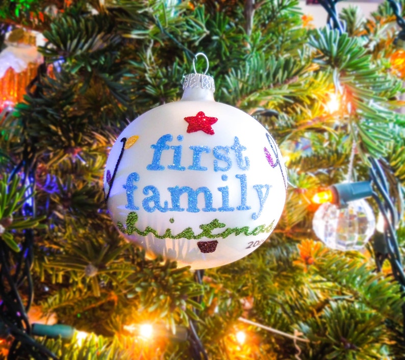 First Family Christmas Ornament Hand Painted Mouth Blown Glass ...