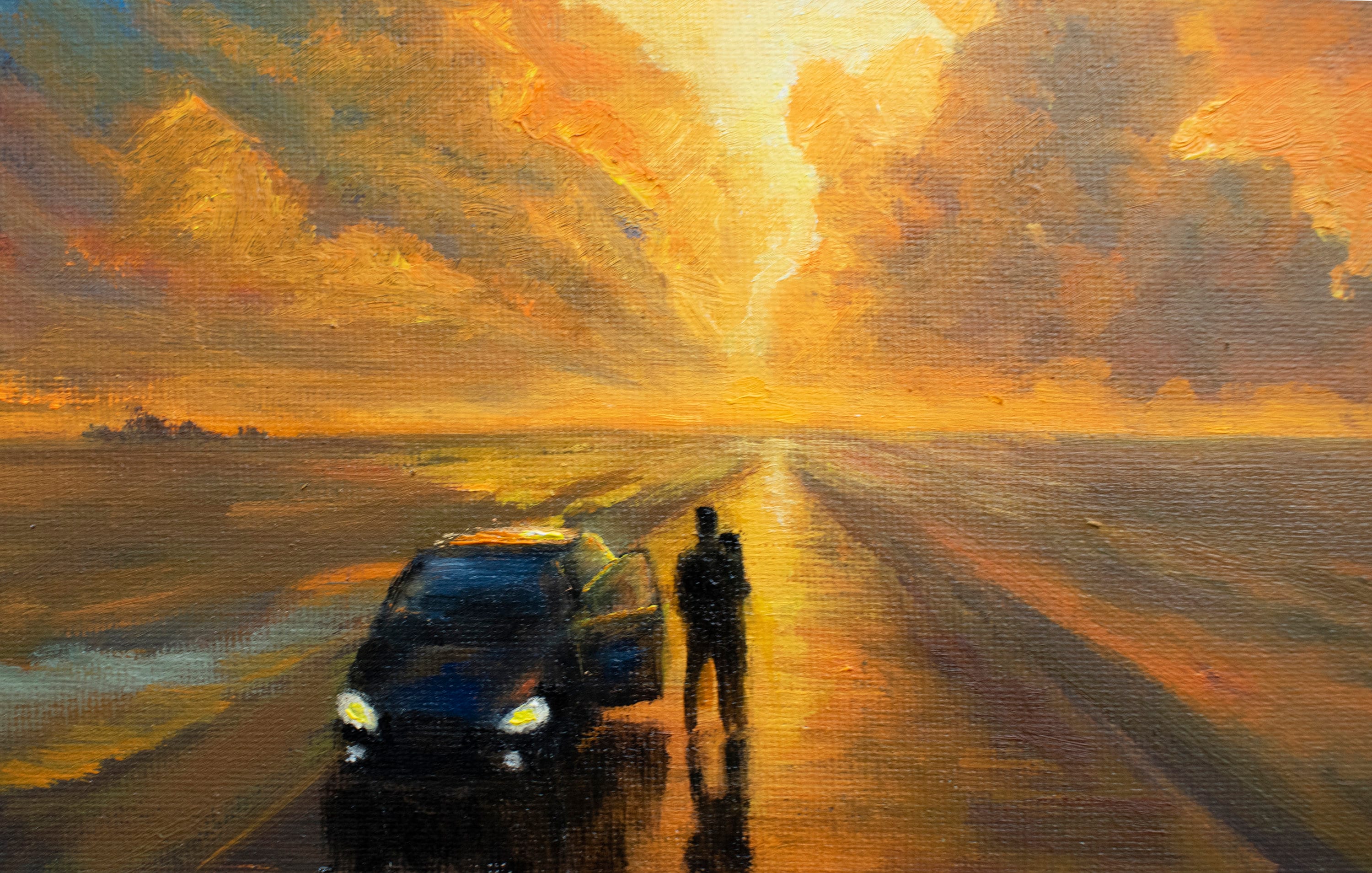 Sunset Wall Painting Nature Scenery Artwork Landscape Painting Original ...