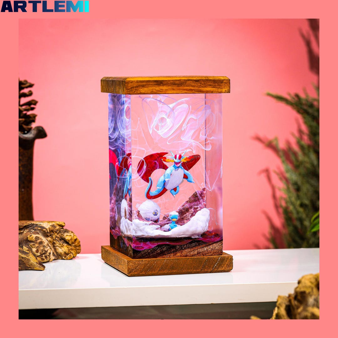 Sal.ame.nce Pok.emon Night Light, Pok.em.on World Resin Diorama Lamp ...