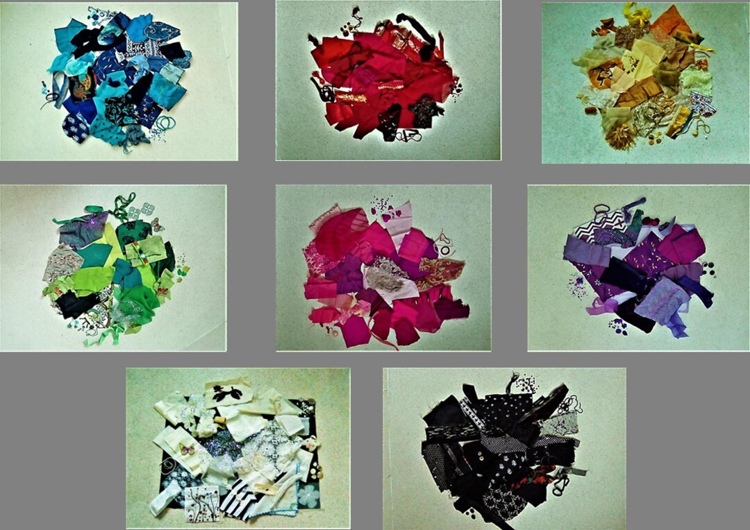 Vintage Fabric Scrap Bundle: Single Color Craft Pieces - Slow Sewing ...