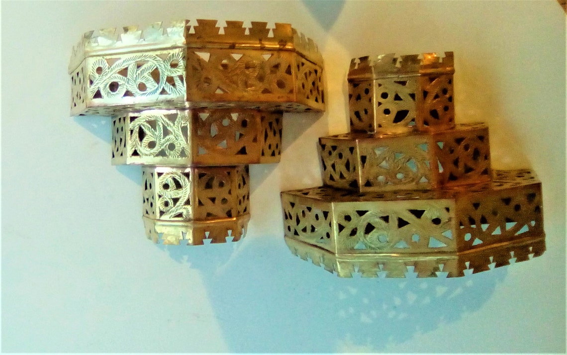 Vintage Moroccan Brass Sconce Lights Islamic Craft - Etsy