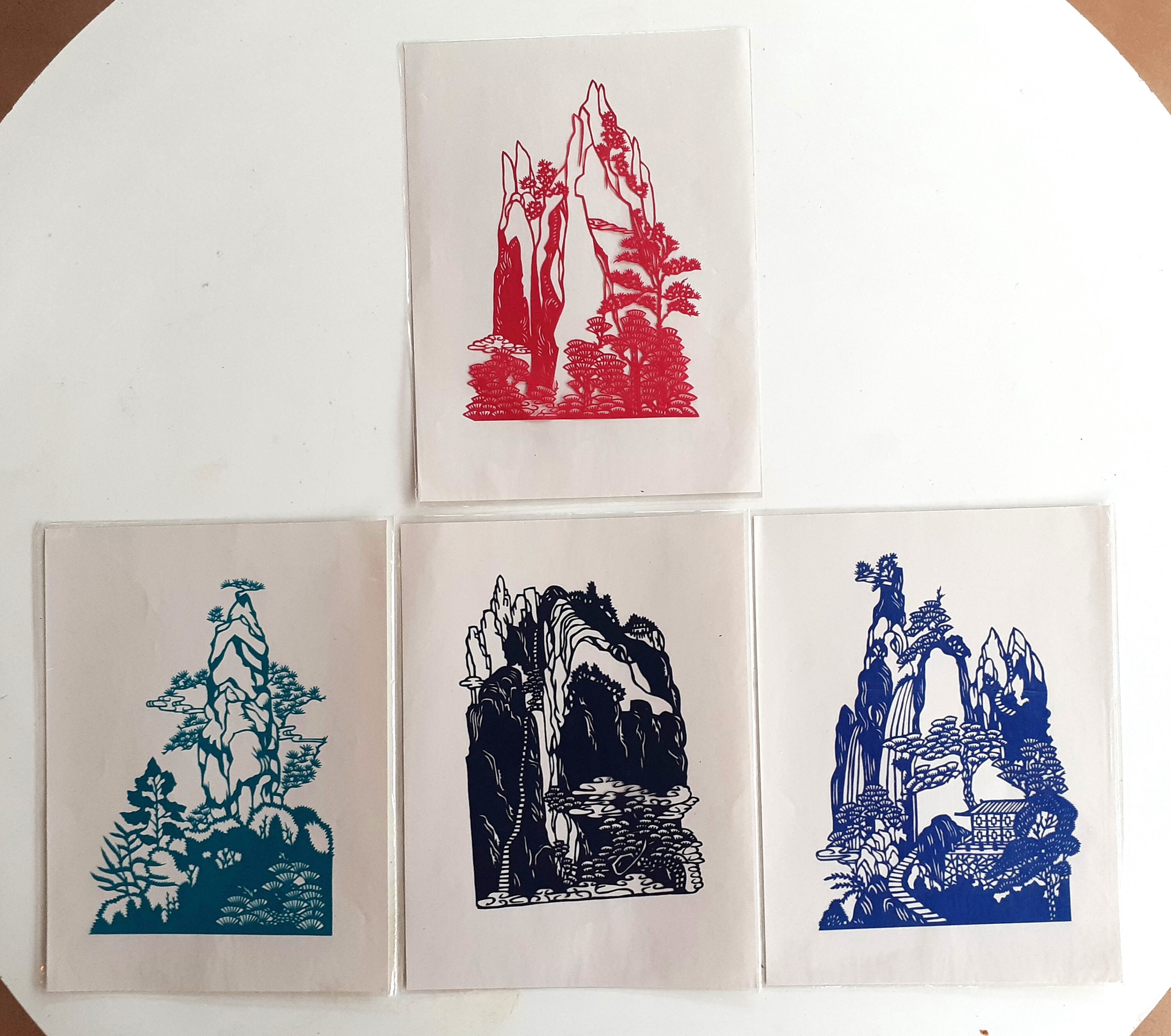 Set of 8 Vintage Chinese Paper Cuts, Scenes of China, Coloured Papers ...
