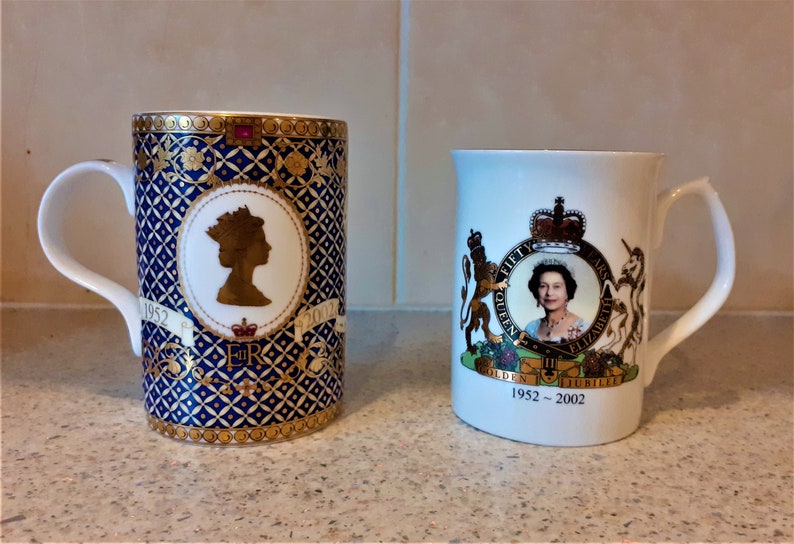 Vintage Queen Elizabeth II Mugs, Golden Jubilee 2002 - Etsy