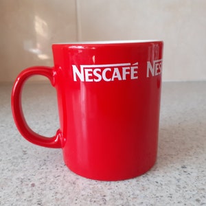 Vintage Nescafe Coffeepot and Mug, Red and White Ceramics, Collectable ...