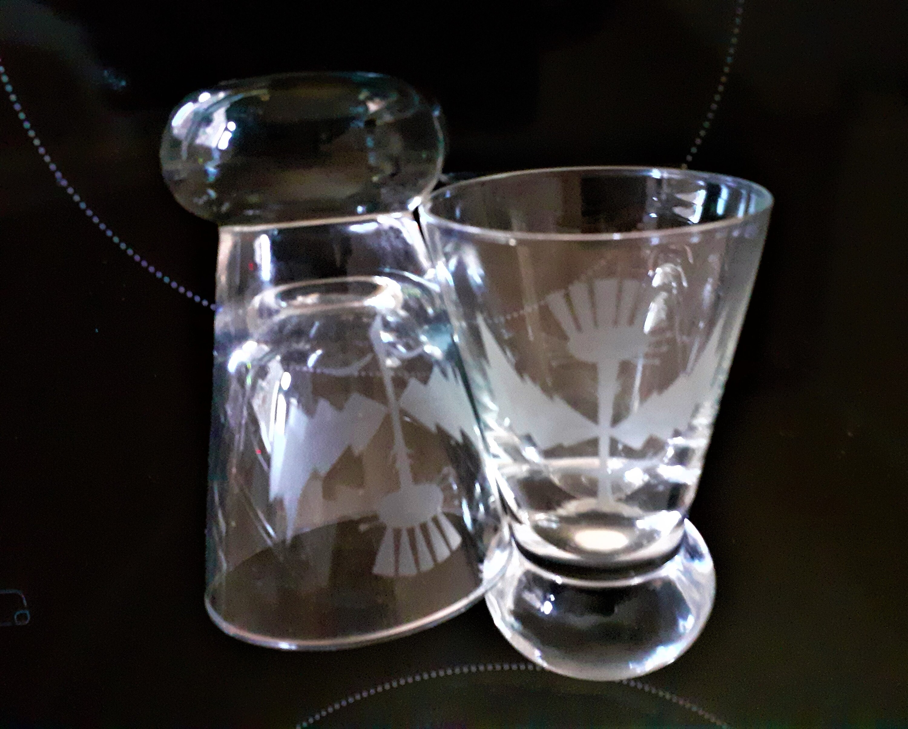 Vintage Scottish Glass Tumblers, Shot Glass, Thistle Pattern, Barware ...