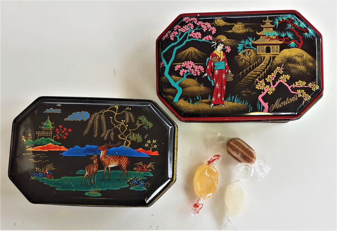Vintage Morton's Toffee Tins: 1960s Oriental Art Collectible - Etsy