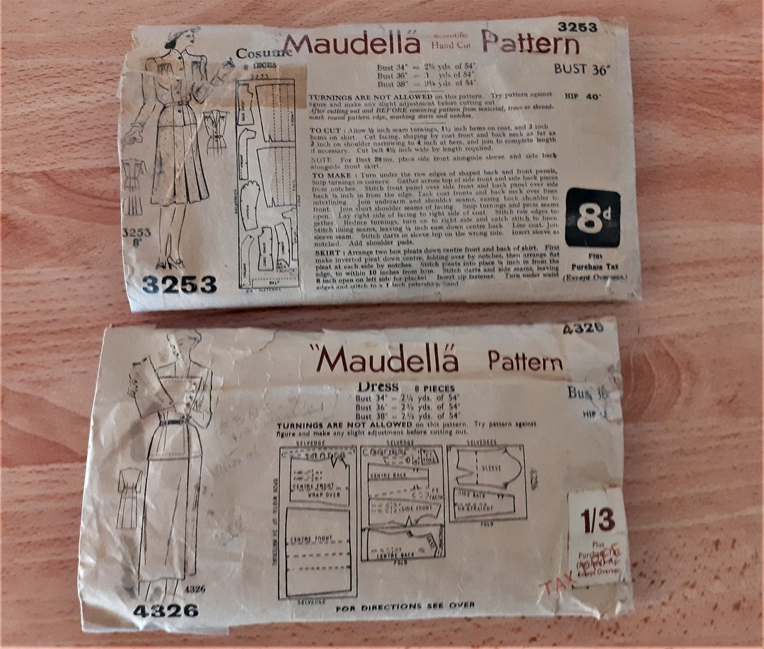 Vintage Paper Patterns From the 1940s, Style, Wartime Fashions, - Etsy