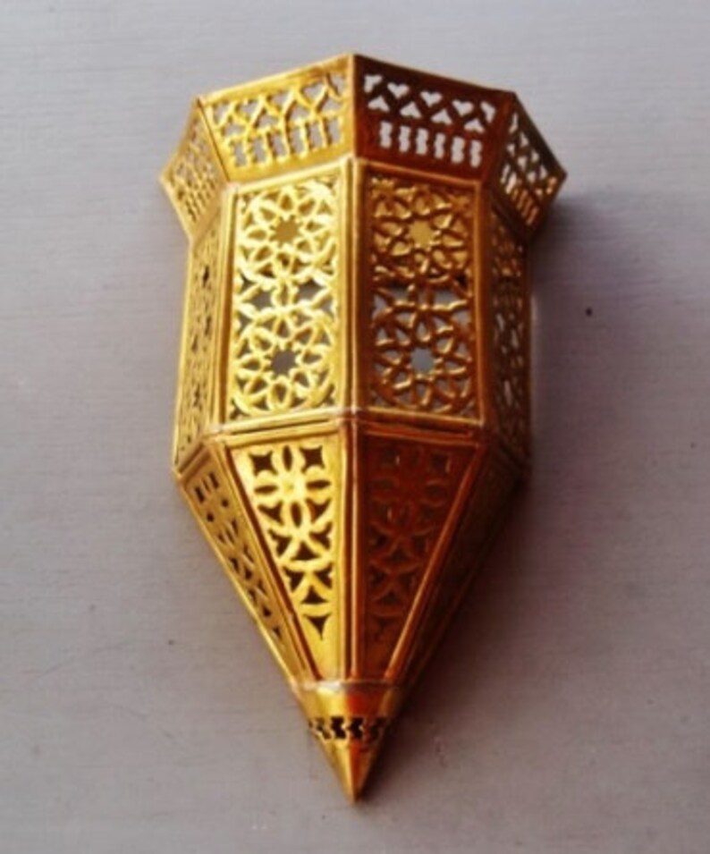 Vintage Moroccan Brass Sconce Lights, Middle Eastern Craft, Christmas ...