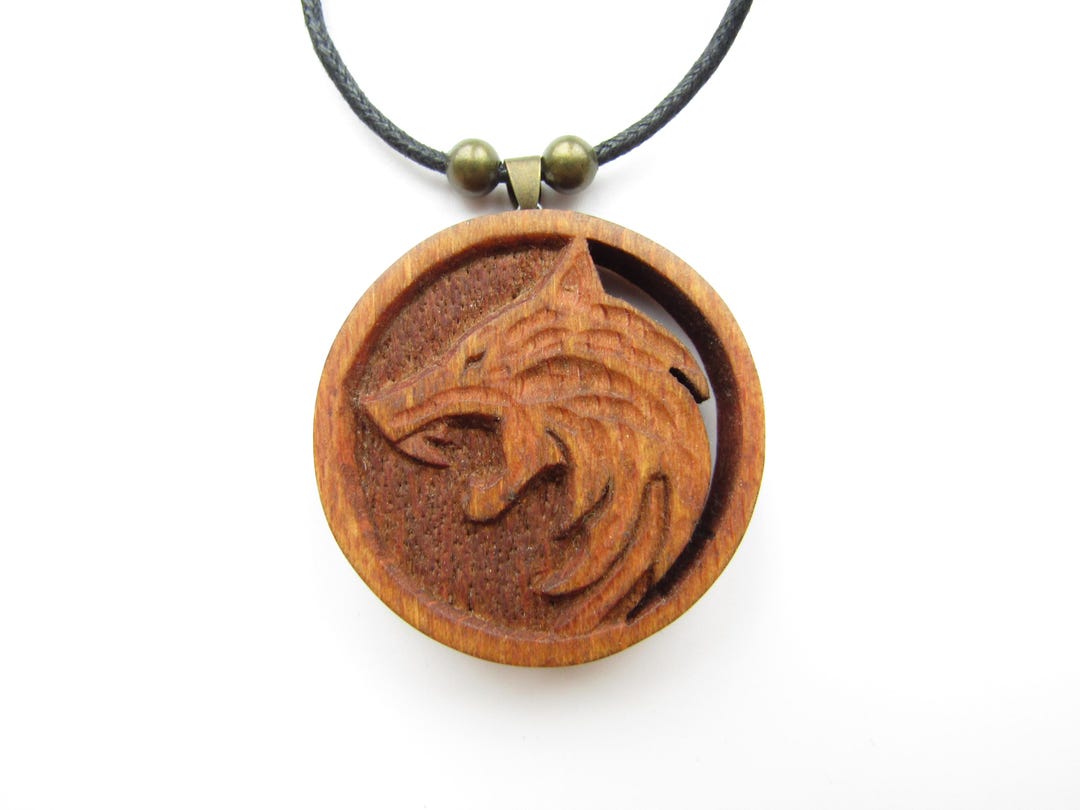 Wolf Head the Witcher Amulet Pendant Made in Beech Wood Hand Carved - Etsy