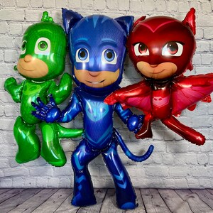 PJ Mask Party Giant Catboy, Gekko & Owlette Birthday Balloons Attached ...