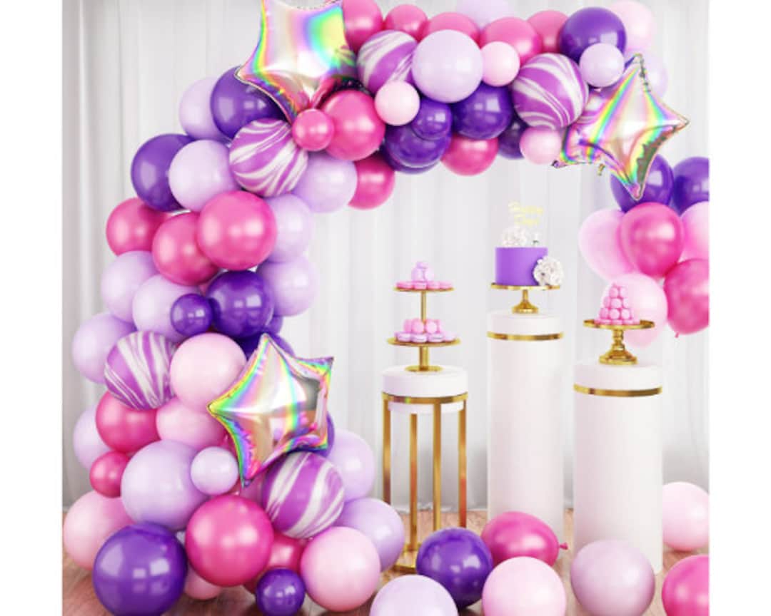 Pink and Purple Balloon Arch Garland Party Decoration Supply Party ...