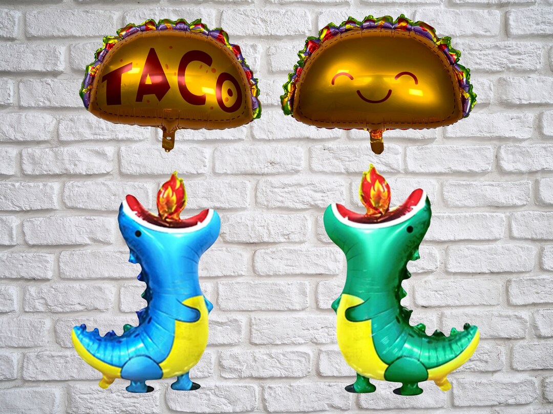 Dragons Love Tacos Balloons for Birthday Parties Fiestas Foil Balloons ...